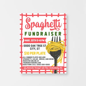 Editable Spaghetti Dinner Fundraiser Flyer Template - Etsy