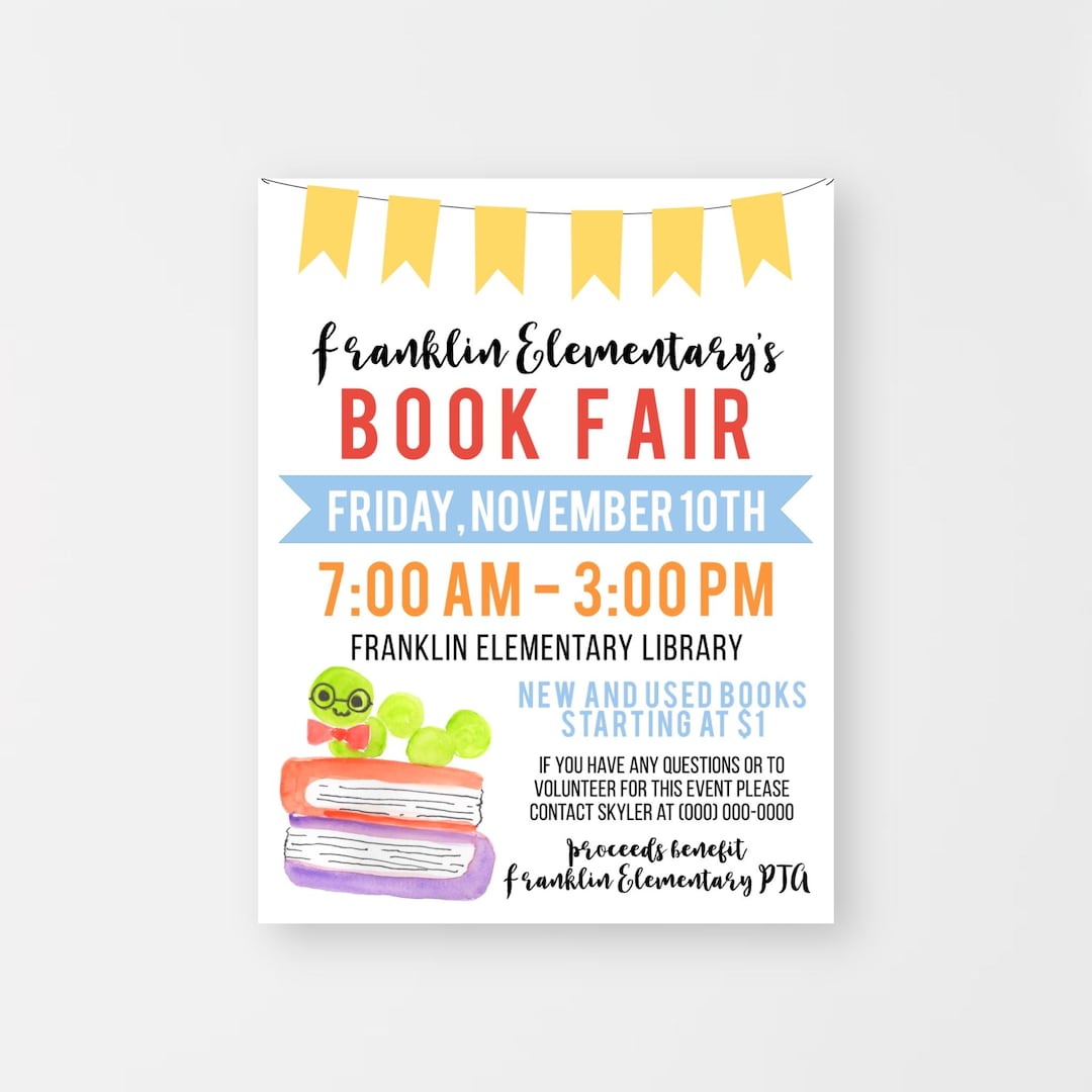 Editable Book Fair Flyer Template - Etsy