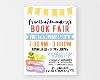 EDITABLE Book Fair Event Flyer | Autumn Flyer Template | Fundraiser ...