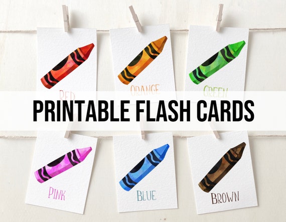 Printable Crayon Color Flash Cards Digital Download Instant - Etsy