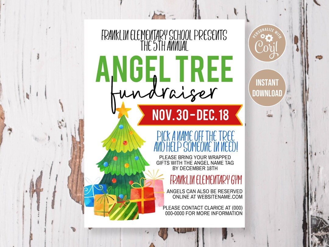 Editable Angel Tree Fundraiser Flyer Christmas Holiday - Etsy