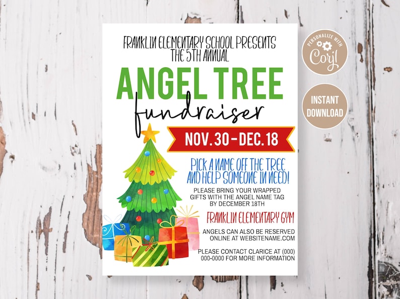 Editable Angel Tree Fundraiser Flyer Christmas Holiday - Etsy