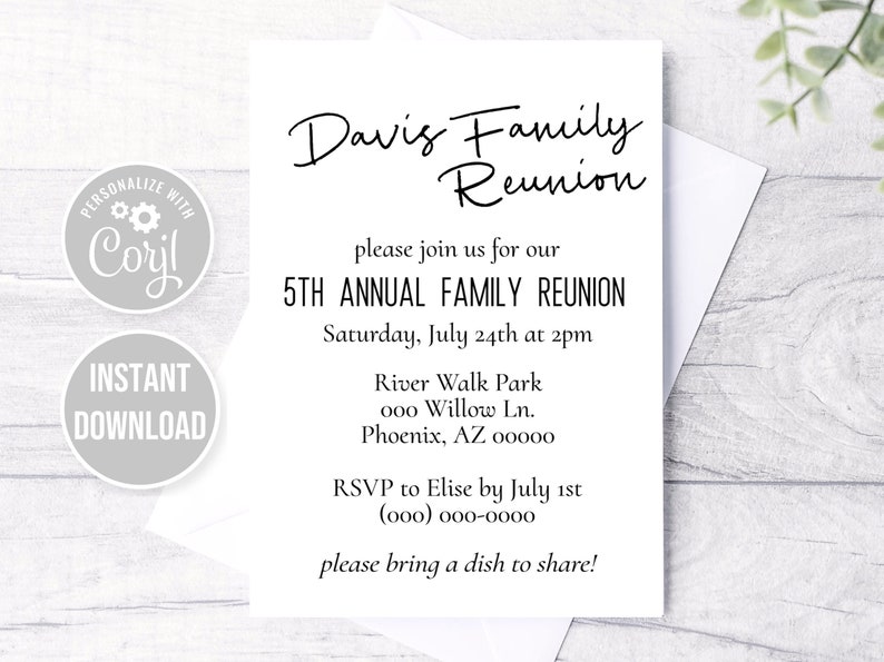 Editable Family Reunion Invitation Reunion Invite Digital - Etsy