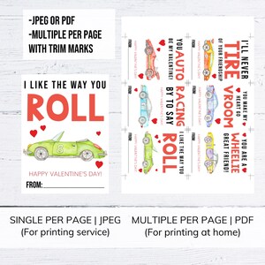 Printable Race Car Valentines Cards Kids Valentines Cards - Etsy