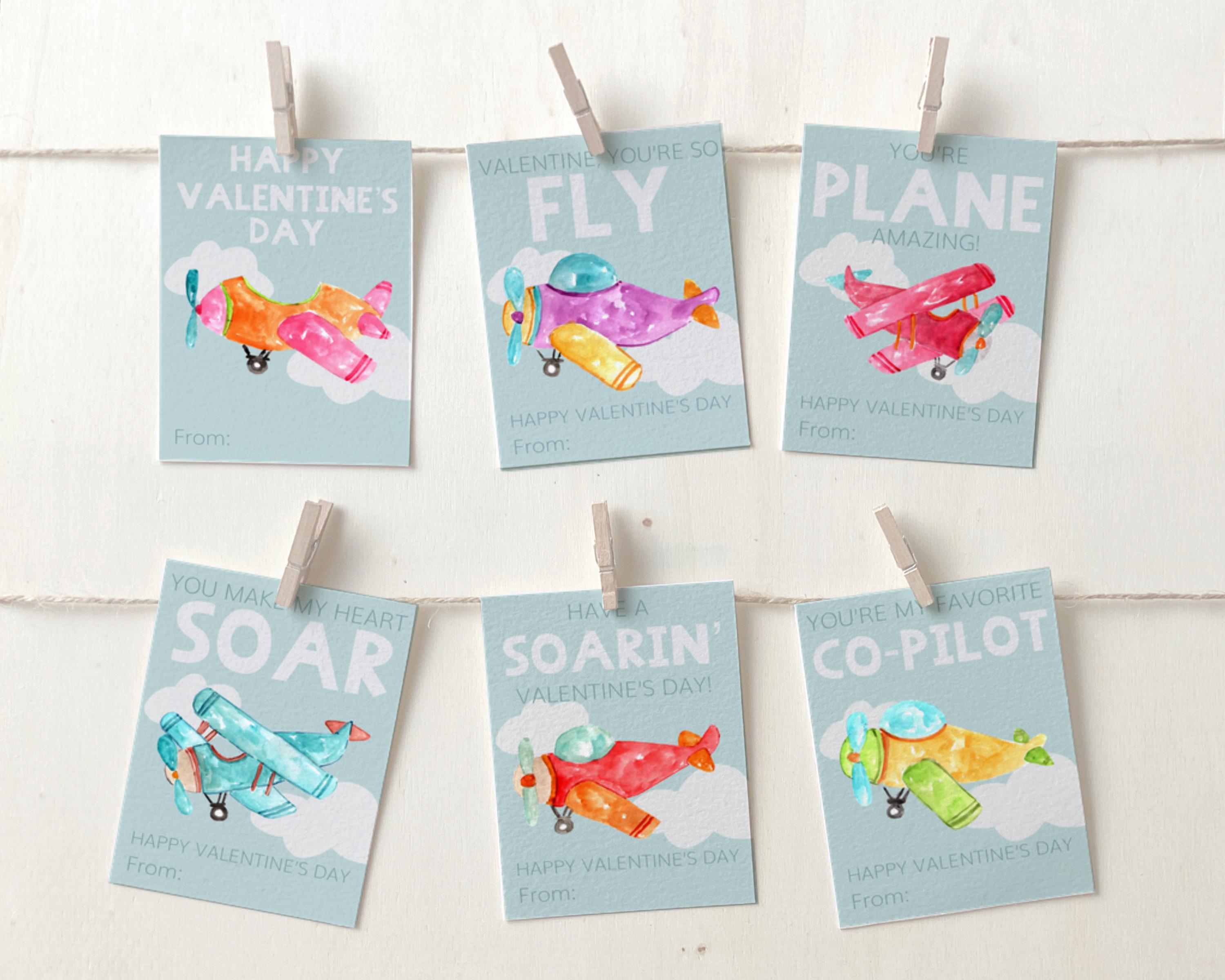 Printable Airplane Kid’s Valentines Cards - Etsy
