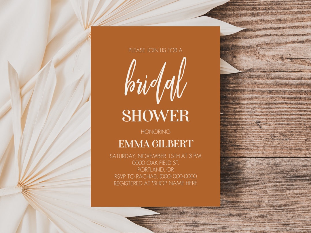 Editable Rust Bridal Shower Invitation Template - Etsy