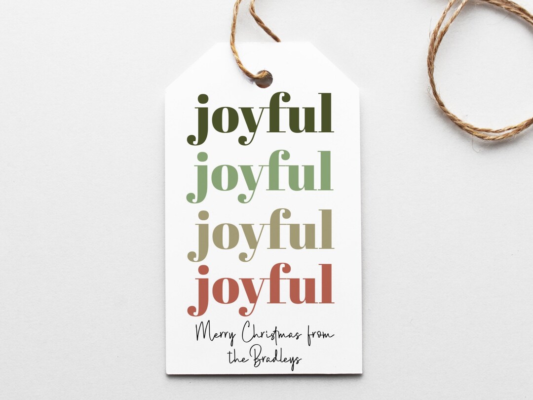 Editable Joyful Christmas Tag Template - Etsy