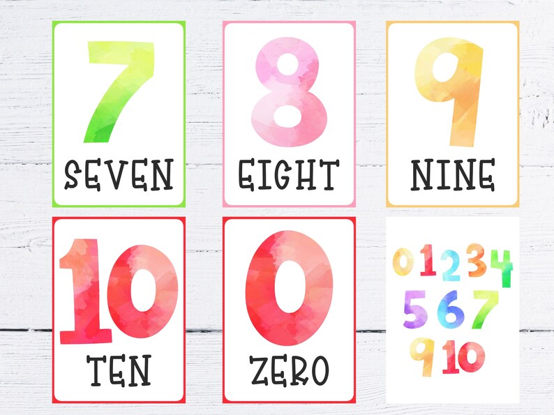 Printable Numbers Flash Cards: 1-10 Counting Flashcards (digital) - Etsy