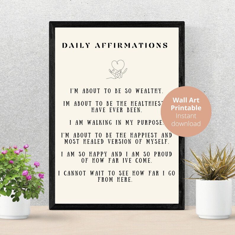 Daily Affirmations Wall Print, Positive Affirmations, Digital Download ...
