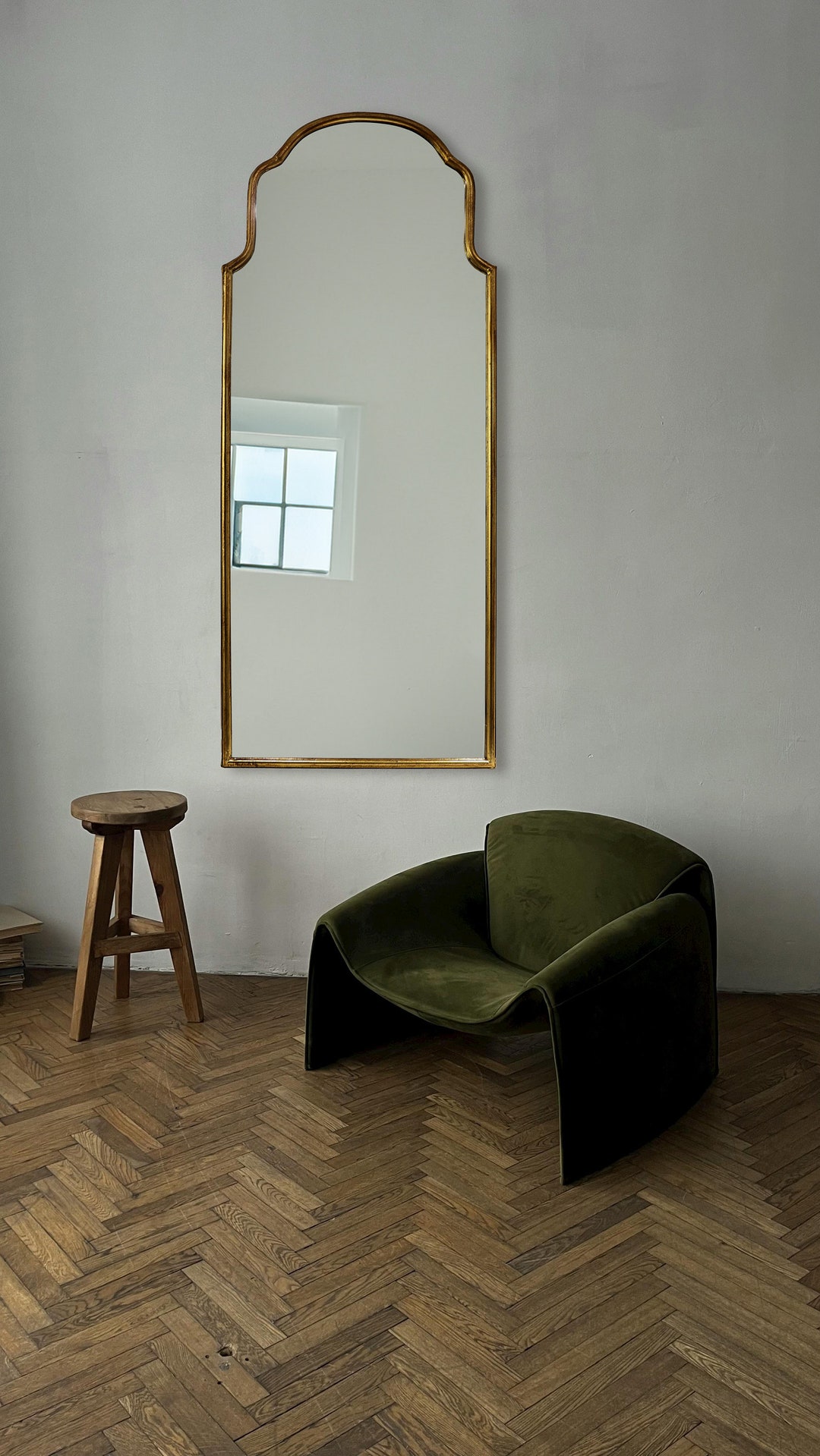 FELICITY 16x40 Classic Medieval Style Oblong Mirror With Gold Metal ...