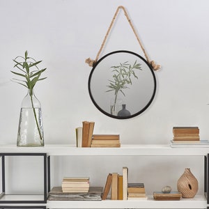 Zoa/metal Frame Round Mirror/durable Circle Vanity With Jute - Etsy