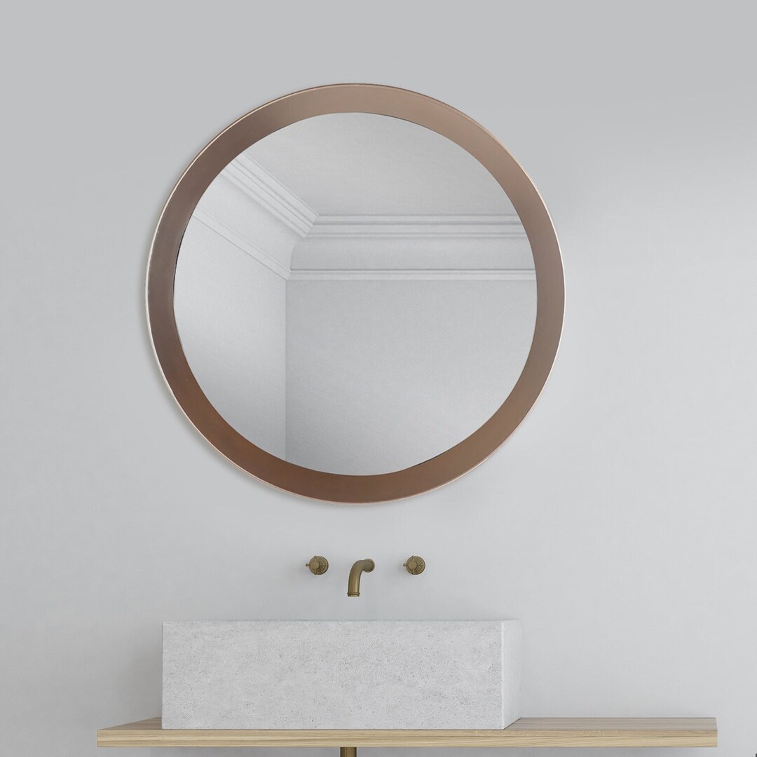 Bruno/rose Gold Round Wall-mounted Mirror/durable Polystyrene - Etsy