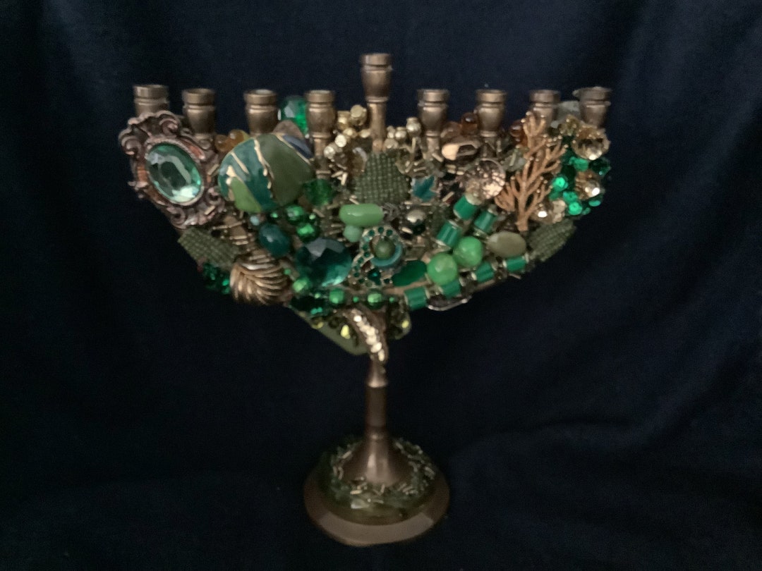 Green & Gold Menorah - Etsy