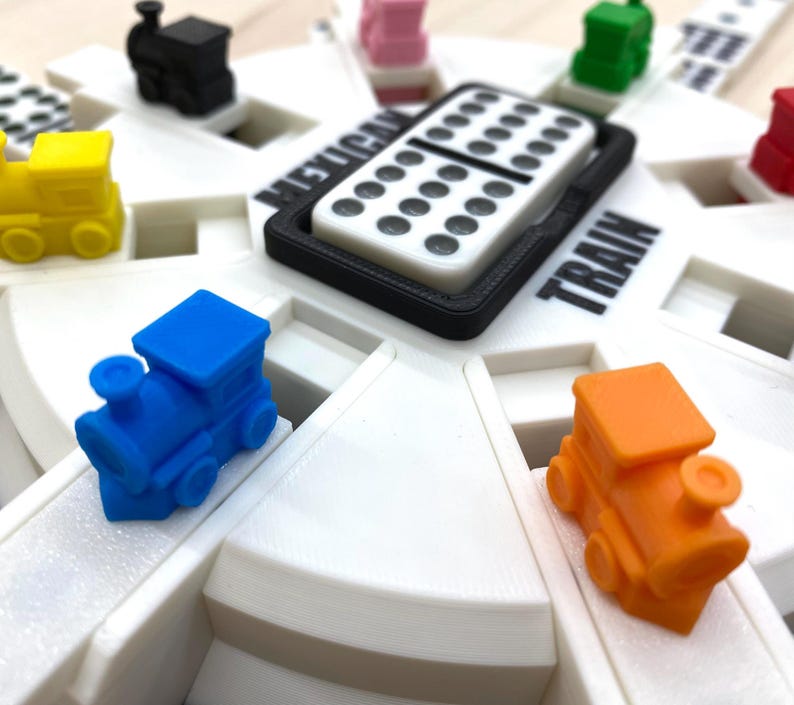 Mexican Train Hub With Flip-up Trains - Unique Design - 8, 10, or 12 ...