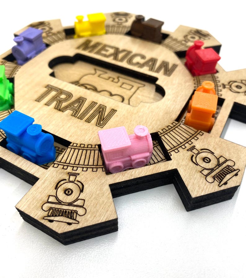 Personalized Mexican Train Domino Hub: Laser Engraved Wood With 3D ...