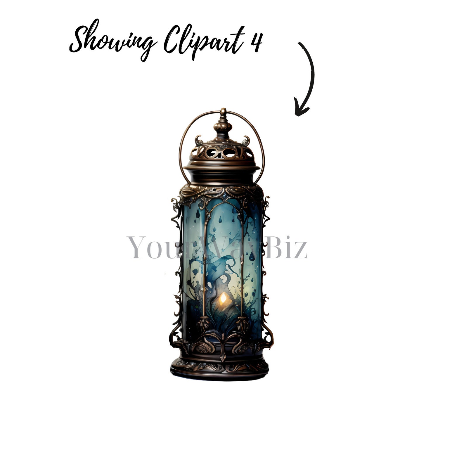 Fantasy Lantern Clipart, Dark Fantasy Lantern, Crystal Lantern, Antique ...
