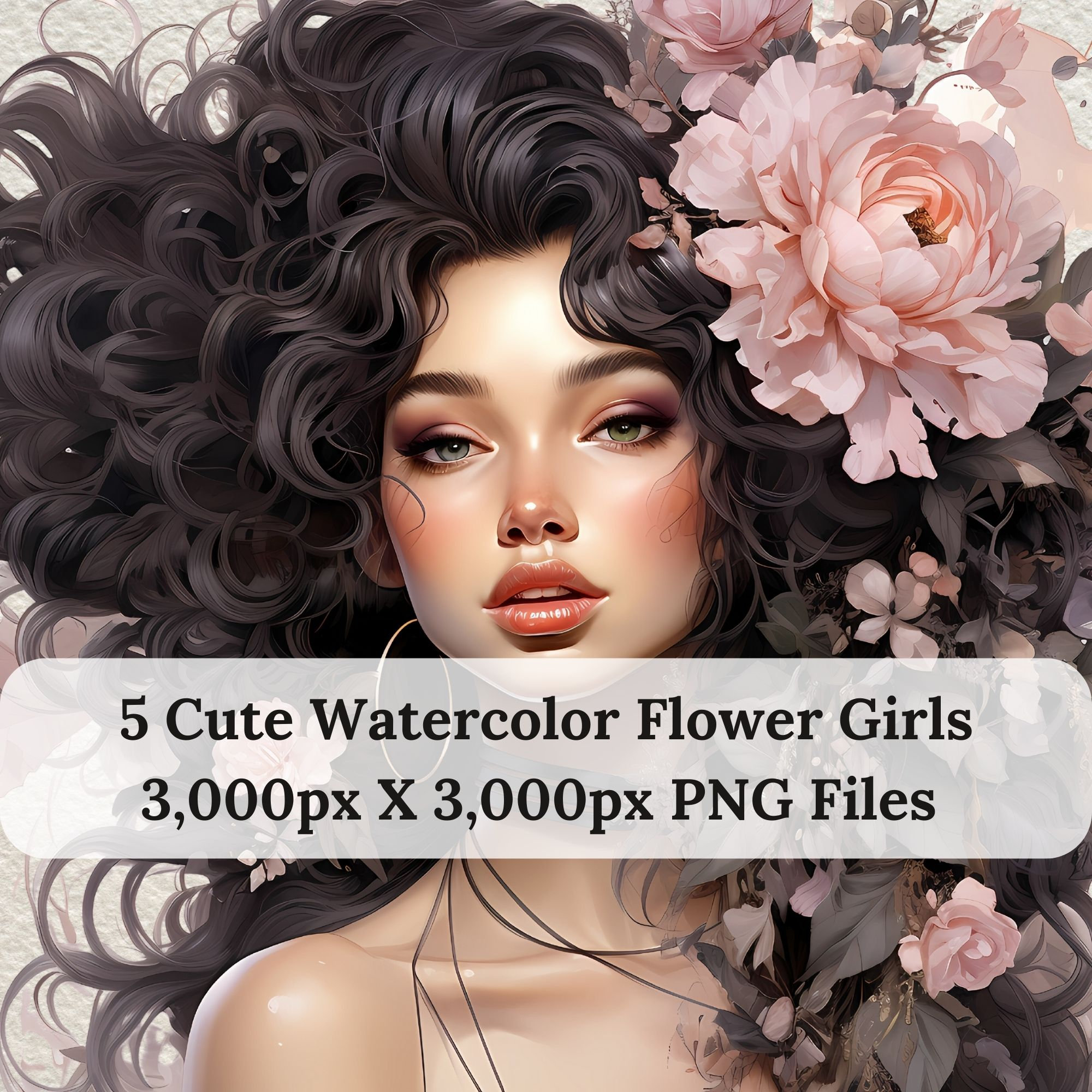 Cute Flower Girls Clipart, Spring Transparent PNG, Digital Watercolor ...