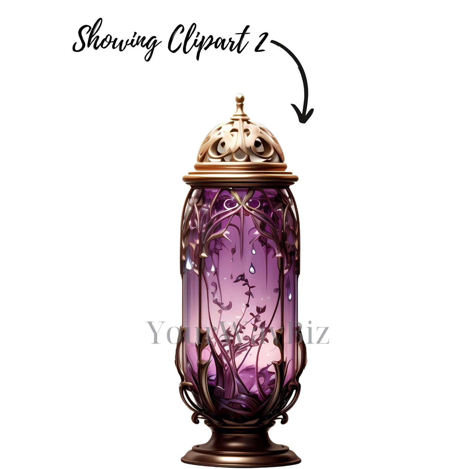 Watercolor Magic Fantasy Jar Clipart, Gothic Jar Clipart, Dark Fantasy ...