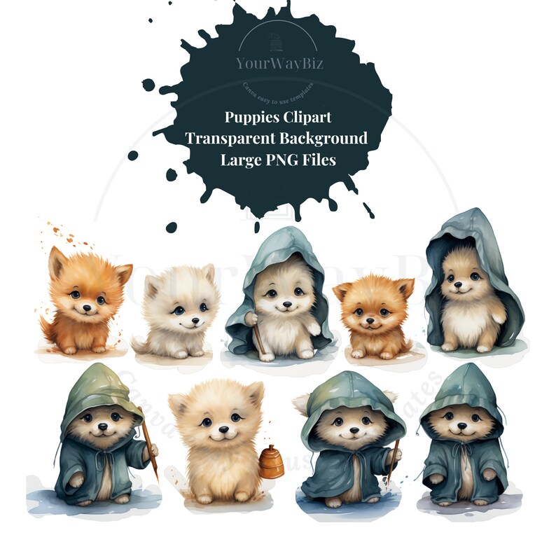 Watercolor Puppies, Cute Puppy Bundle Clipart, Watercolor Dog Clipart ...