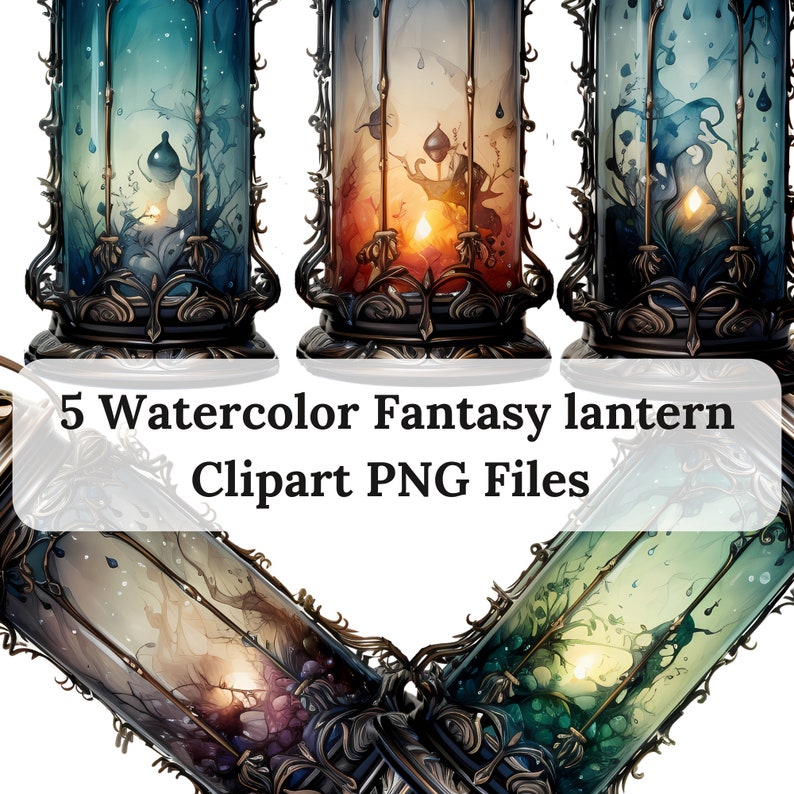 Fantasy Lantern Clipart, Dark Fantasy Lantern, Crystal Lantern, Antique ...
