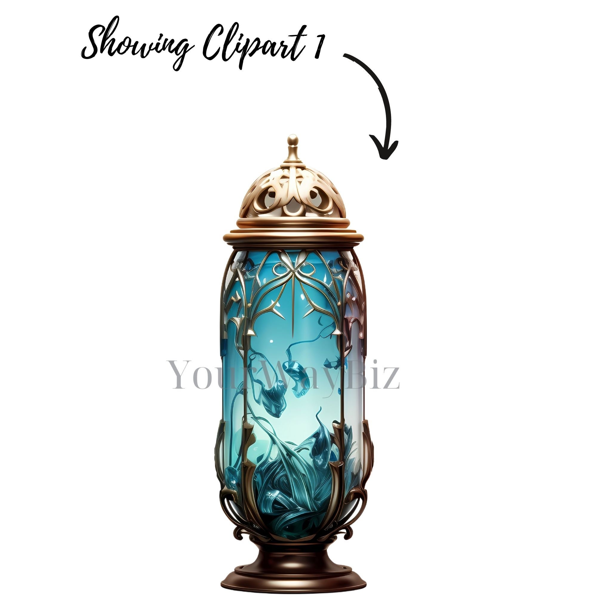 Watercolor Magic Fantasy Jar Clipart, Gothic Jar Clipart, Dark Fantasy ...