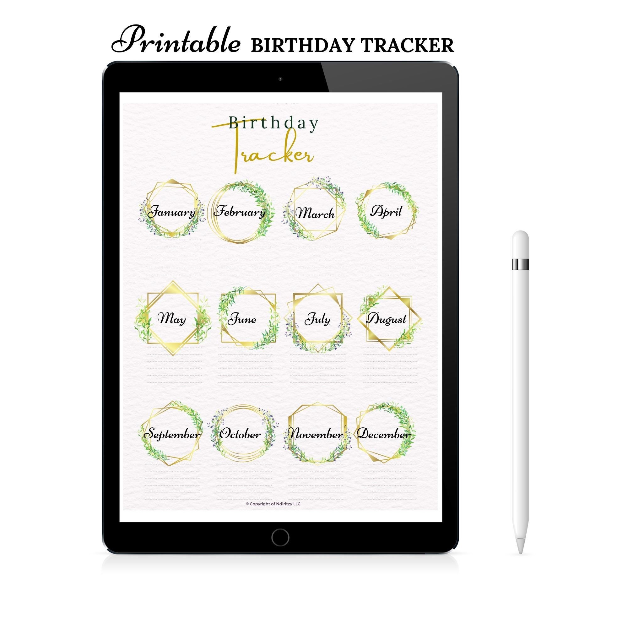 Birthday Tracker, Birthday Template, Birthday Worksheet, Birthday ...