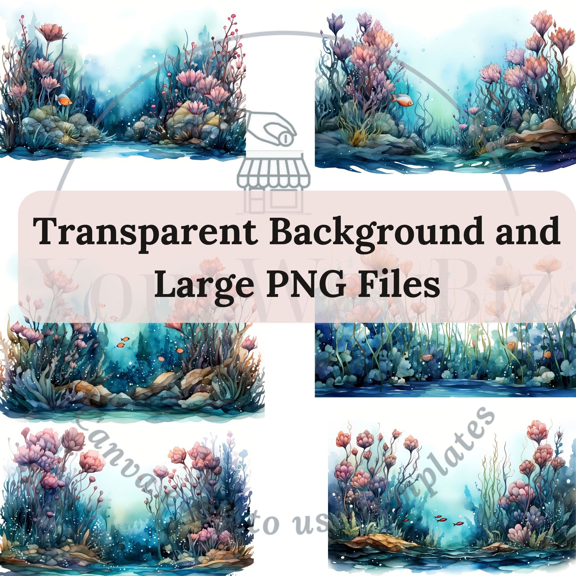 Fantasy Under Ocean Clipart, Under the Sea Watercolor Clipart Bundle ...