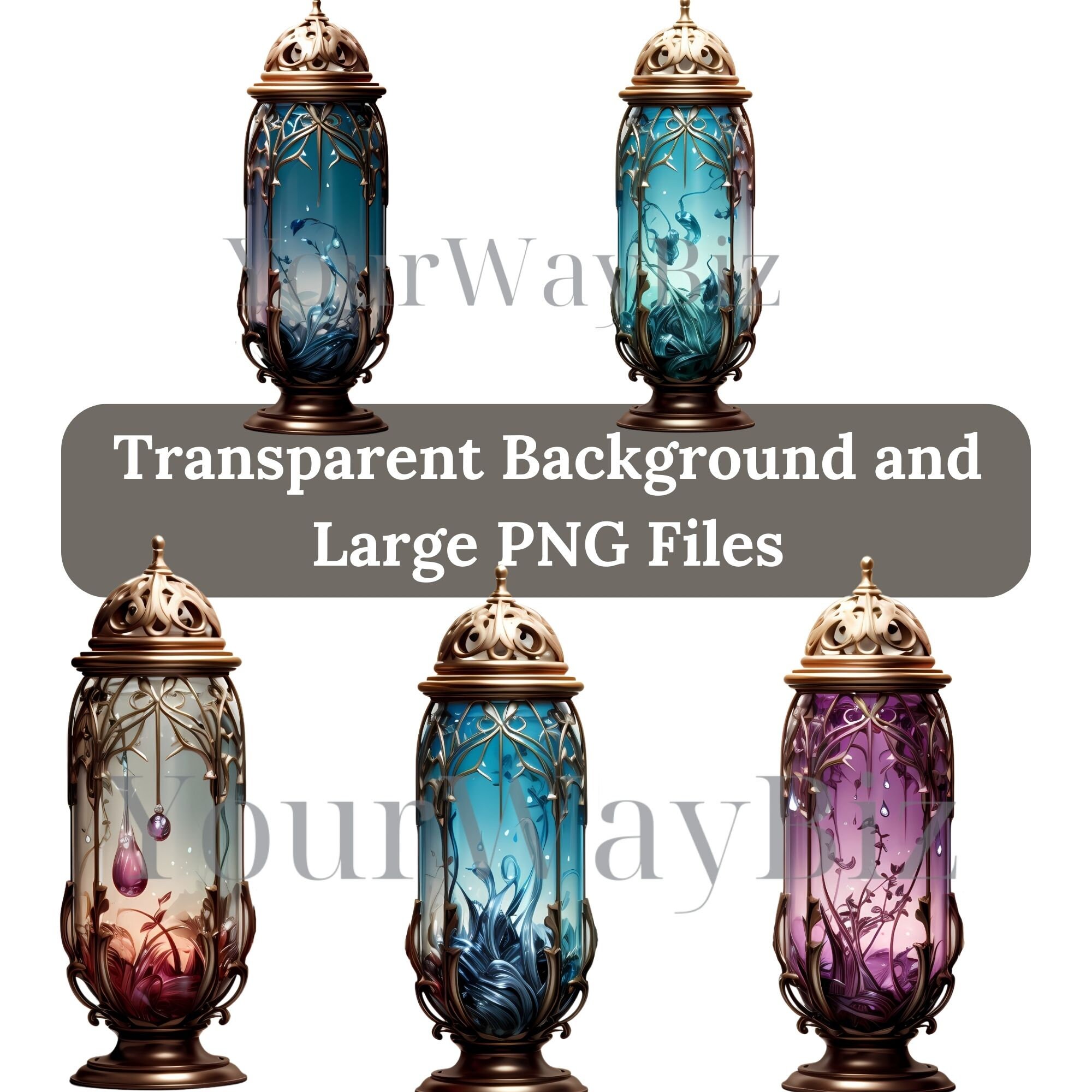 Watercolor Magic Fantasy Jar Clipart, Gothic Jar Clipart, Dark Fantasy ...