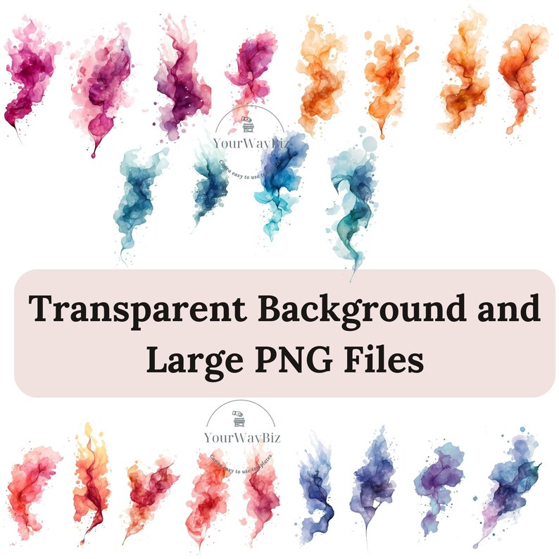 Watercolor Paint Splatter Clipart, Multicolor Ink Splats (PNG File) - Etsy