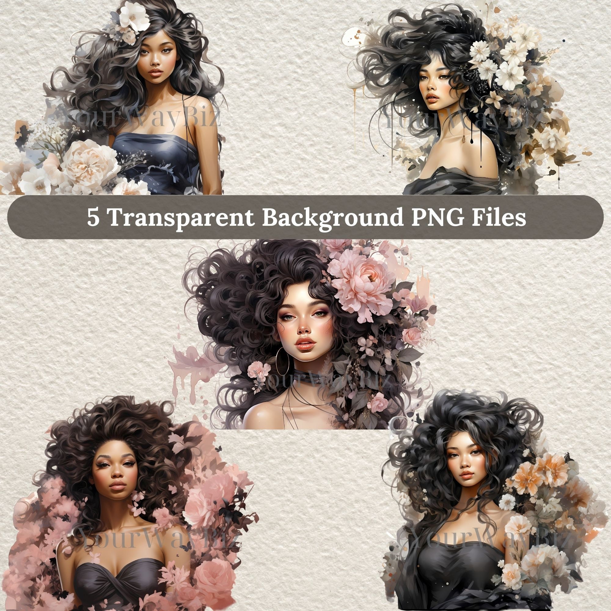 Cute Flower Girls Clipart, Spring Transparent PNG, Digital Watercolor ...