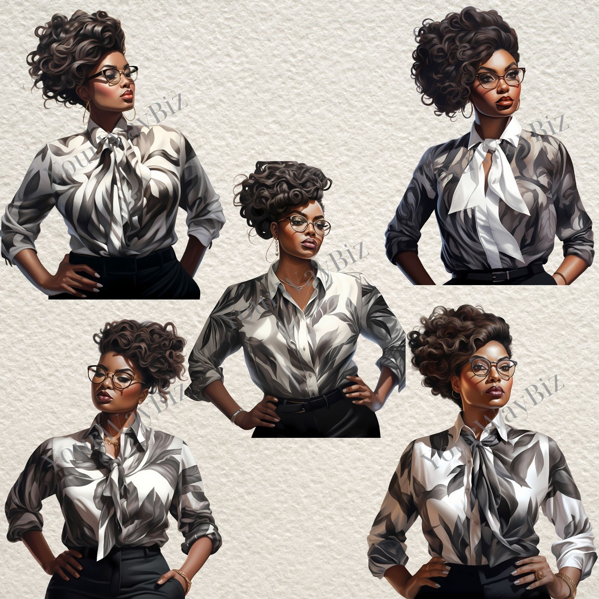 Black Working Class Lady Clipart, Curvy Women Clipart, Plus Size ...
