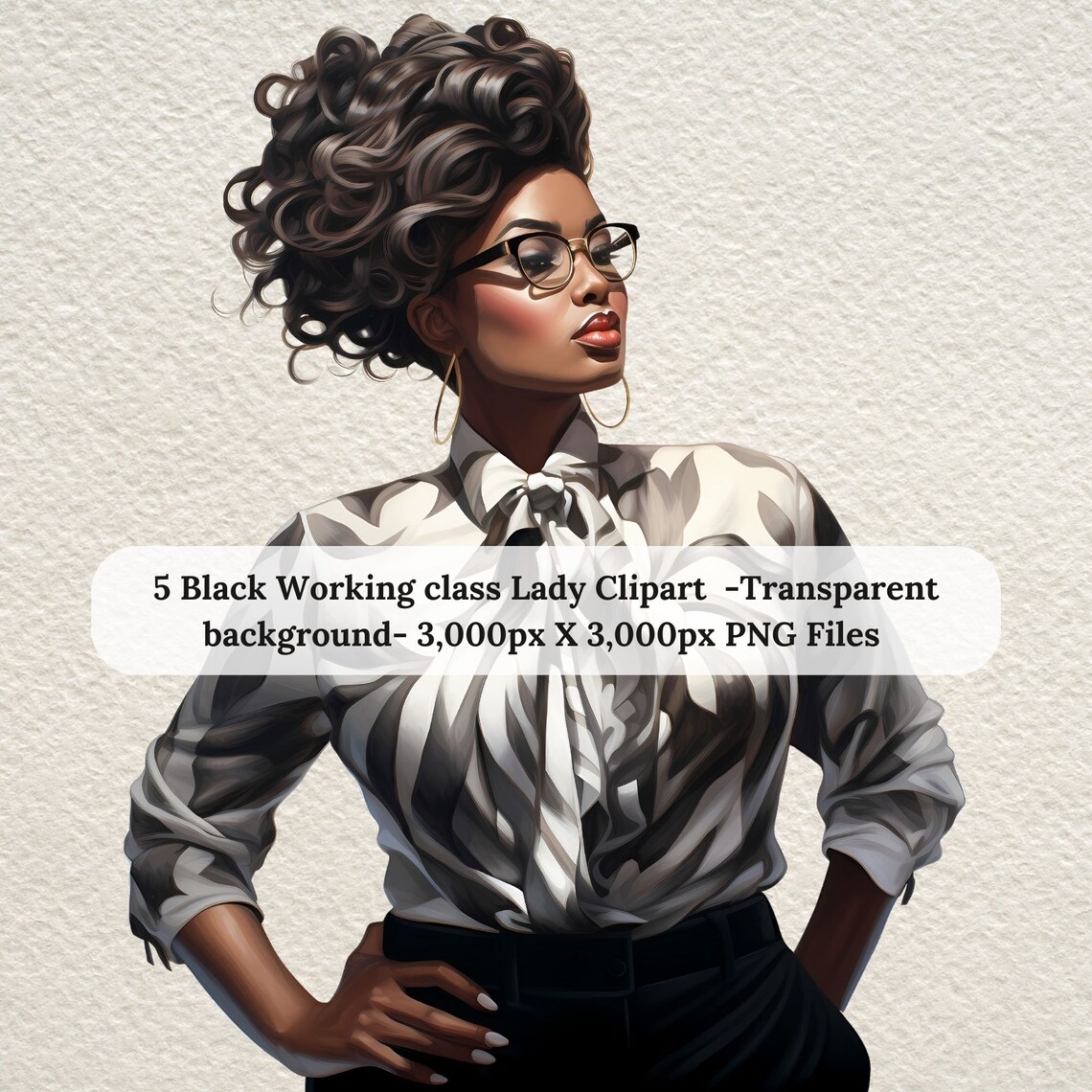 Black Working Class Lady Clipart, Curvy Women Clipart, Plus Size ...