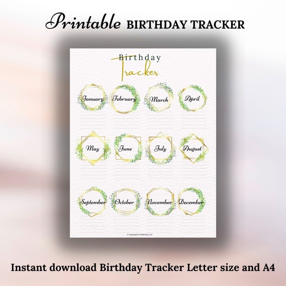 Birthday Tracker Birthday Template Birthday Worksheet | Etsy