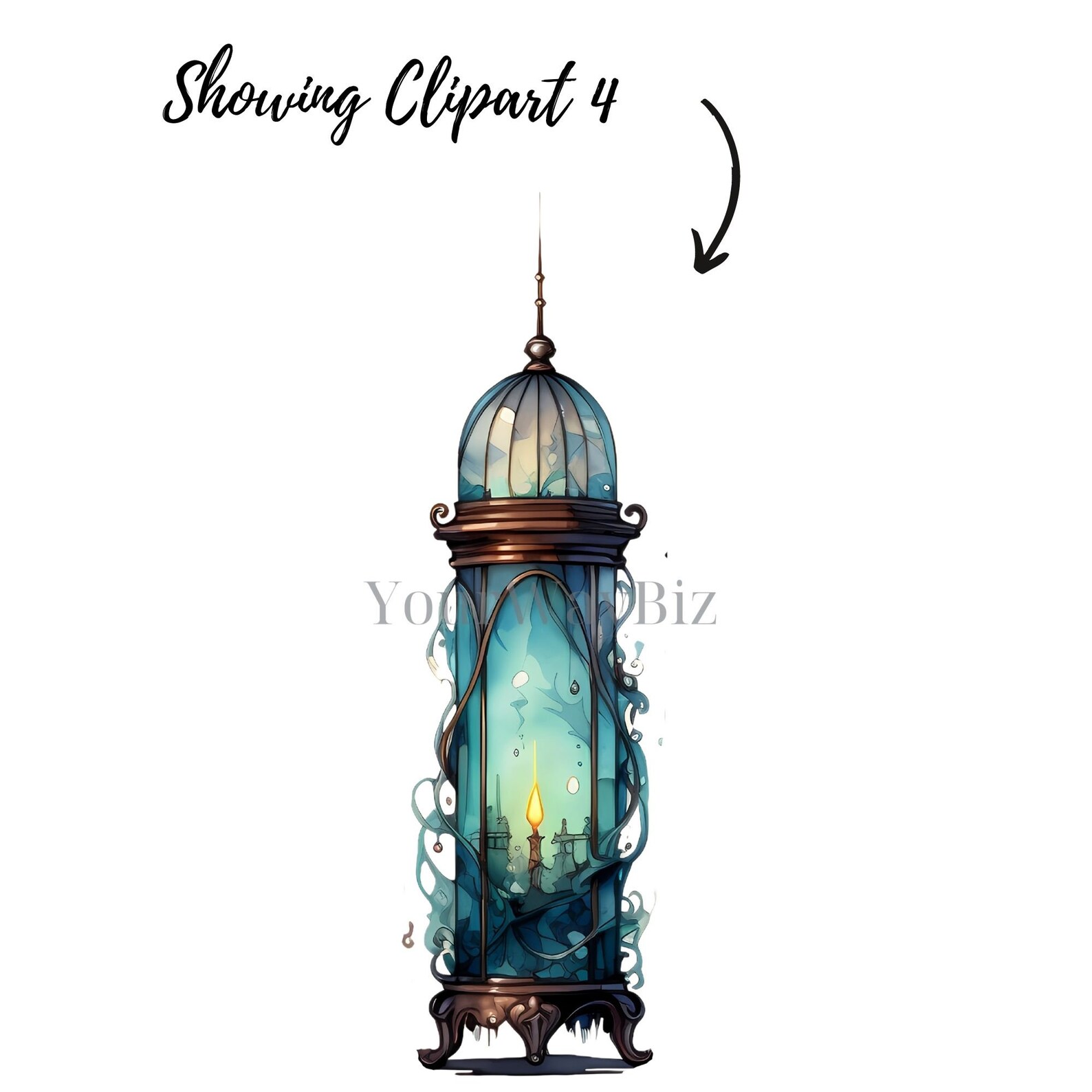 Watercolor Fantasy Gothic Lantern Clipart, Lantern With Flowers, Dark ...