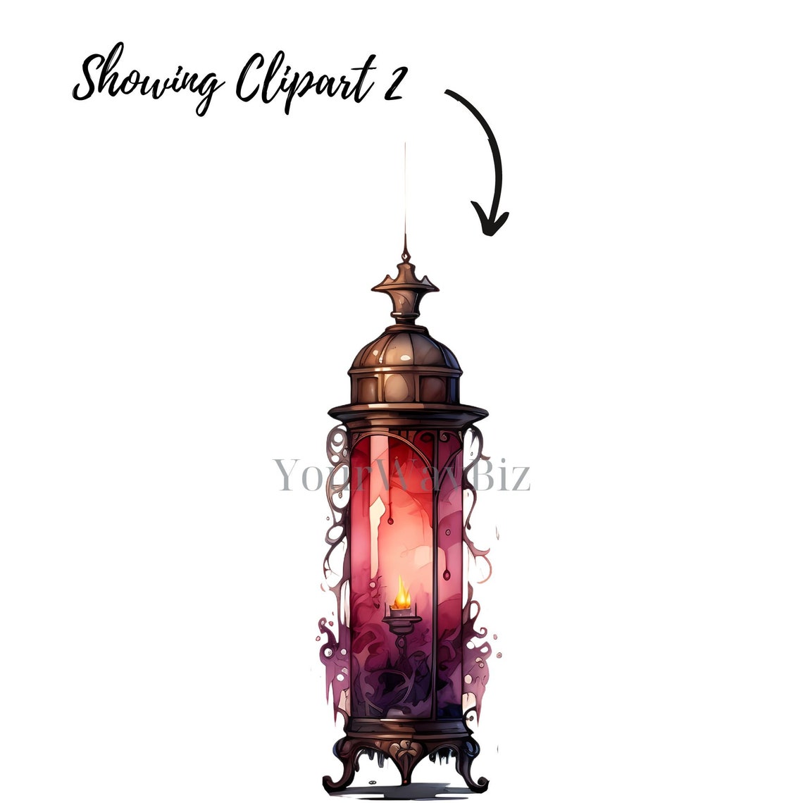 Watercolor Fantasy Gothic Lantern Clipart, Lantern With Flowers, Dark ...