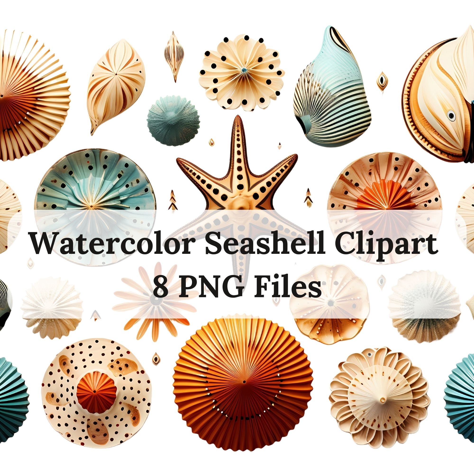 Watercolor Starfish Clipart, Beach Clipart, Mollusk Shellfish Clipart ...