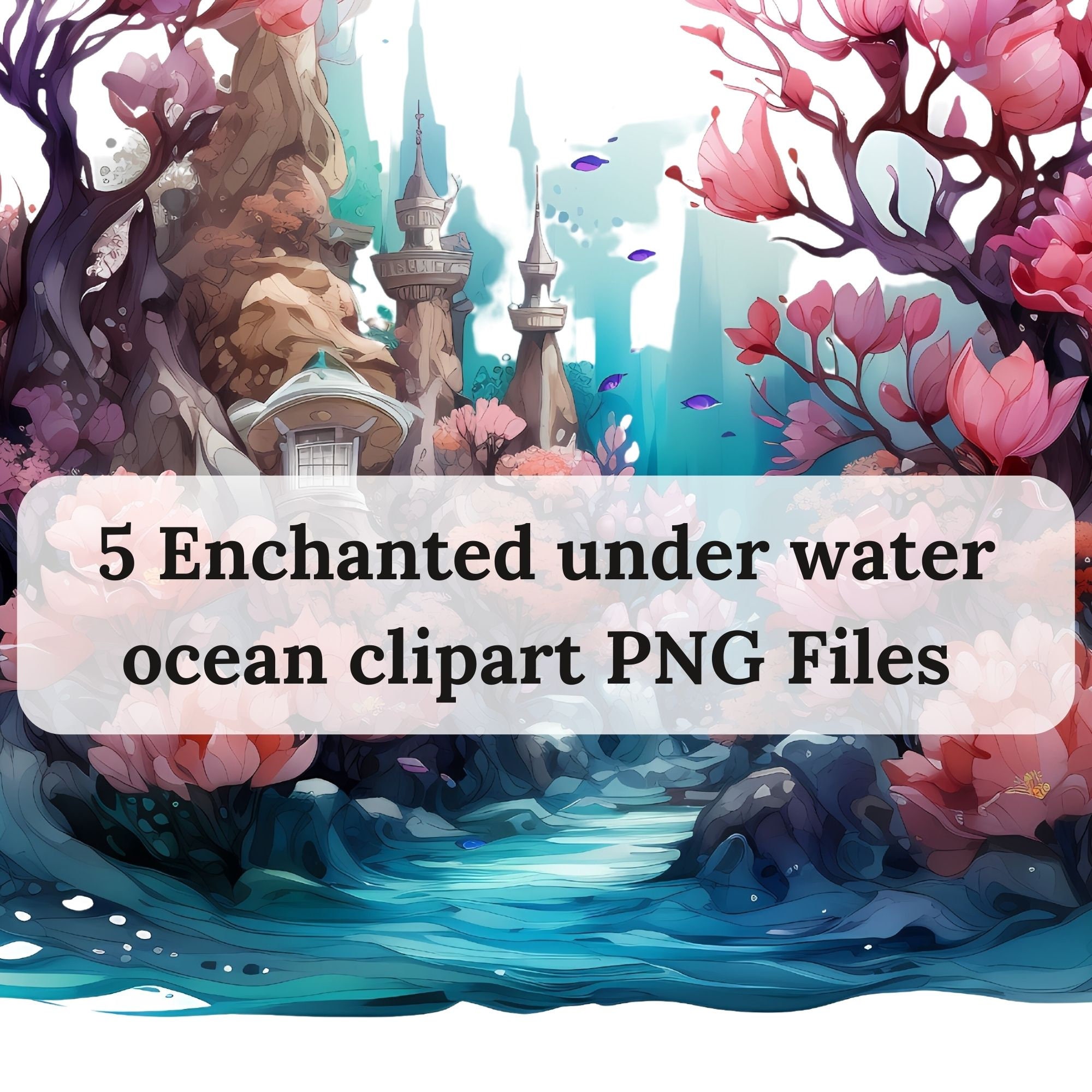 Enchanted Under the Sea Watercolor Clipart, Sea Life Clipart, Beach ...