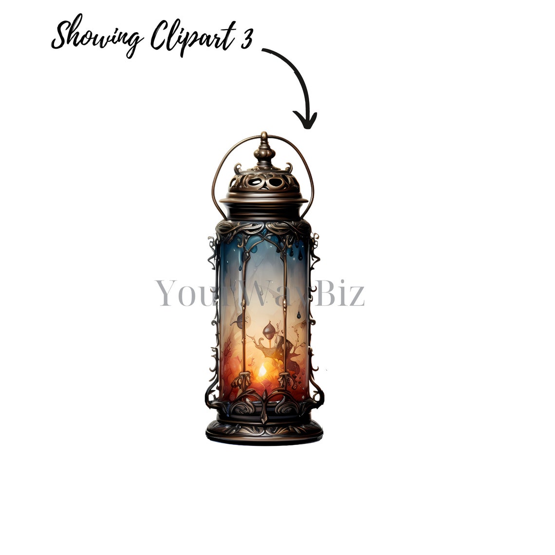 Fantasy Lantern Clipart, Dark Fantasy Lantern, Crystal Lantern, Antique ...