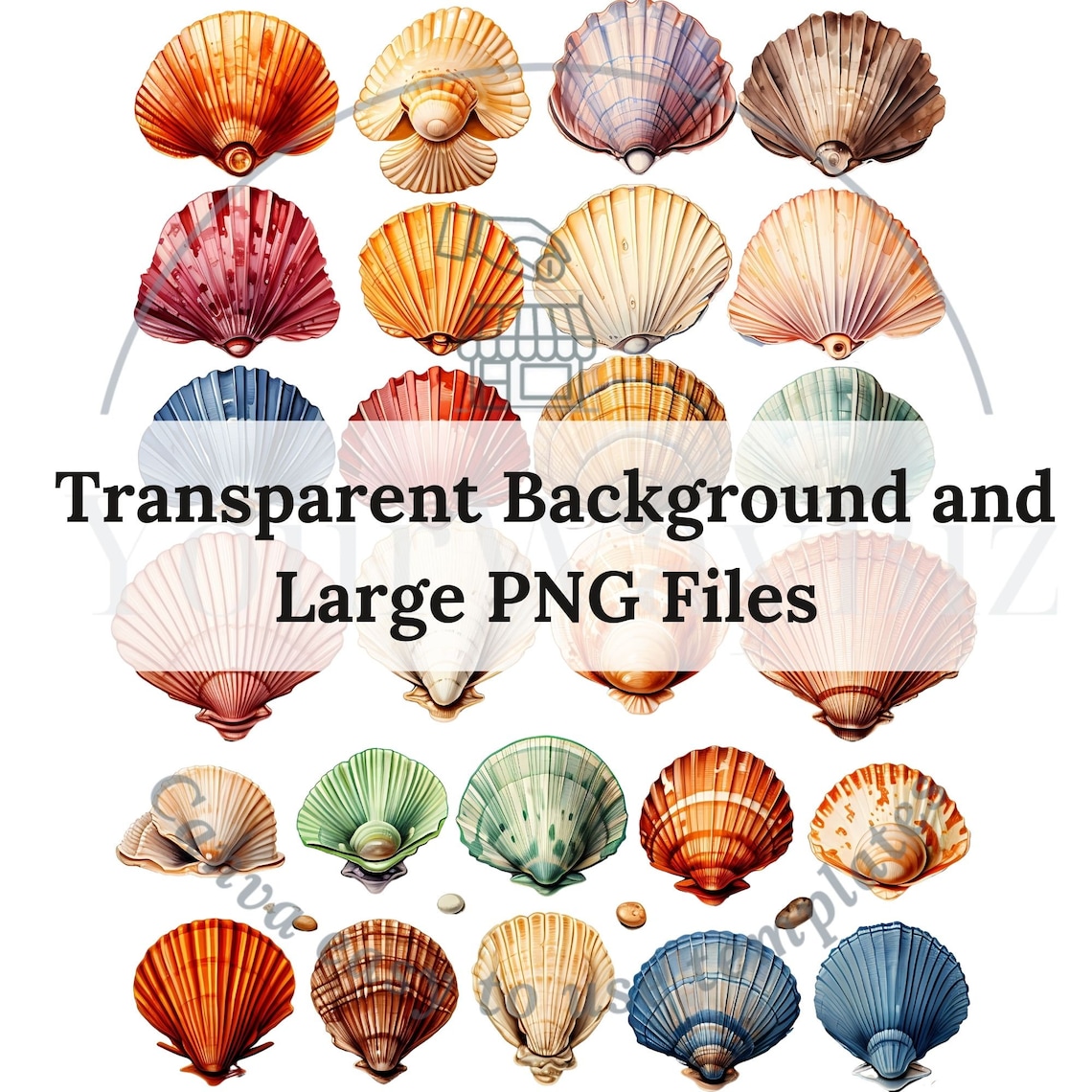 Watercolor Seashell Clipart, Beach Clipart, Ocean Clipart, Sea Clipart ...