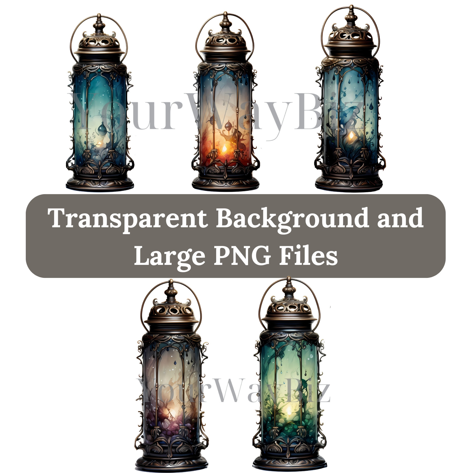 Fantasy Lantern Clipart, Dark Fantasy Lantern, Crystal Lantern, Antique ...