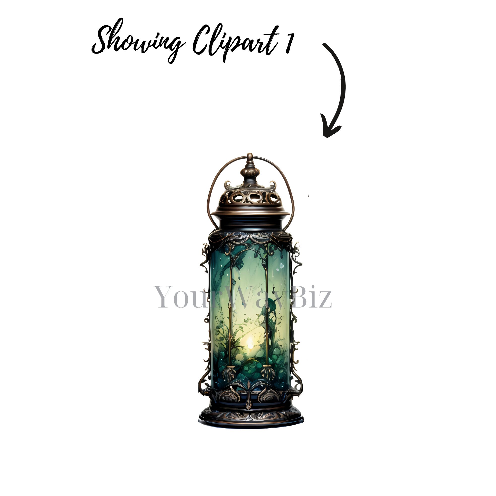 Fantasy Lantern Clipart, Dark Fantasy Lantern, Crystal Lantern, Antique ...