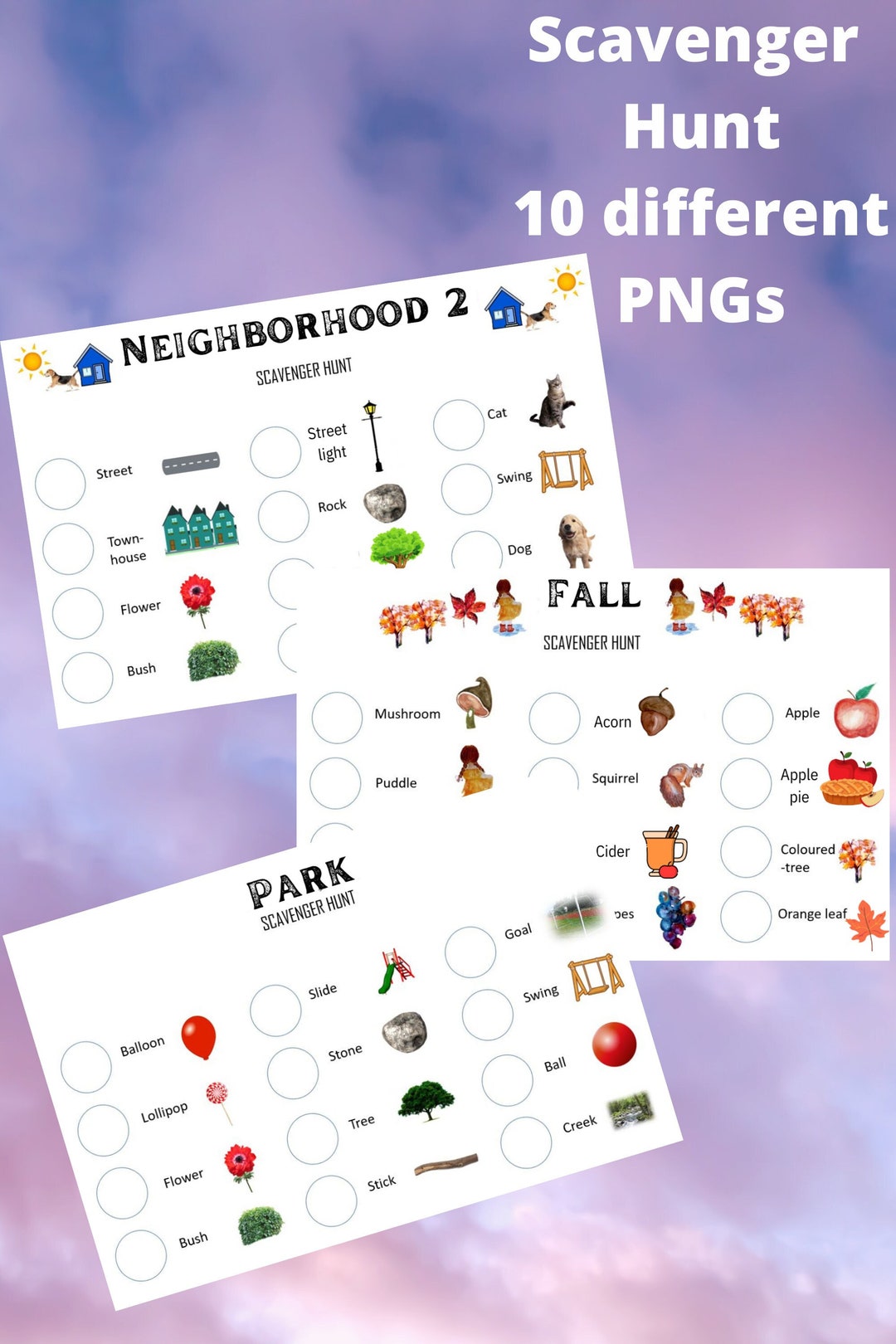 10 Different Scavenger Hunt Sheets. Fun and Educational Activity for ...