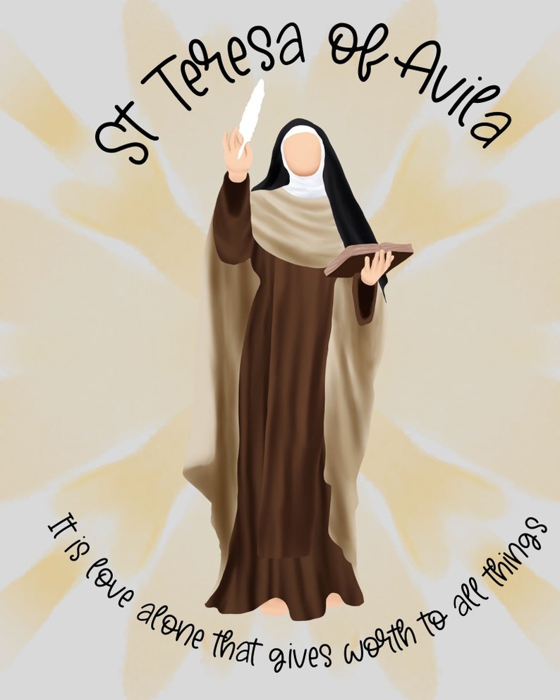 Digital Printable Wall Art - St Teresa of Avila Print- Nursery Art ...