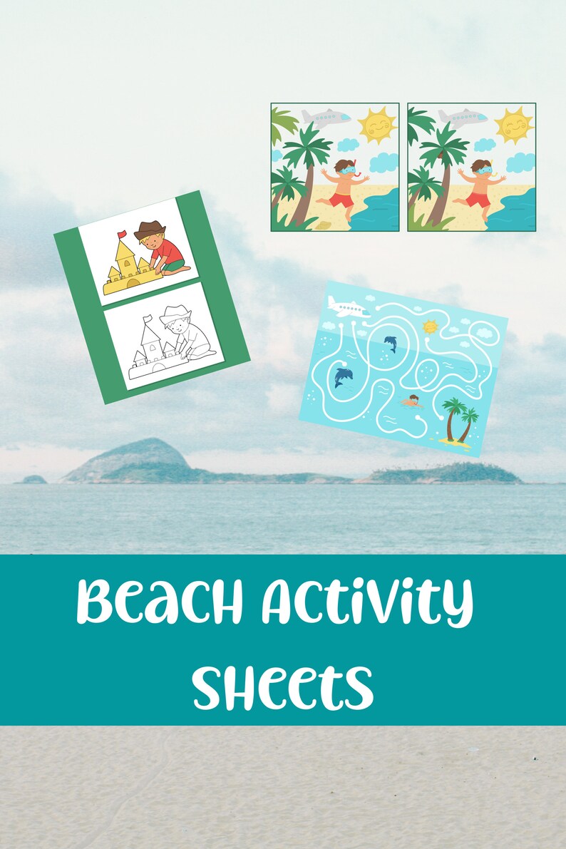 6 Different Beach Themed Activity Sheets. Fun and Educational Activity ...