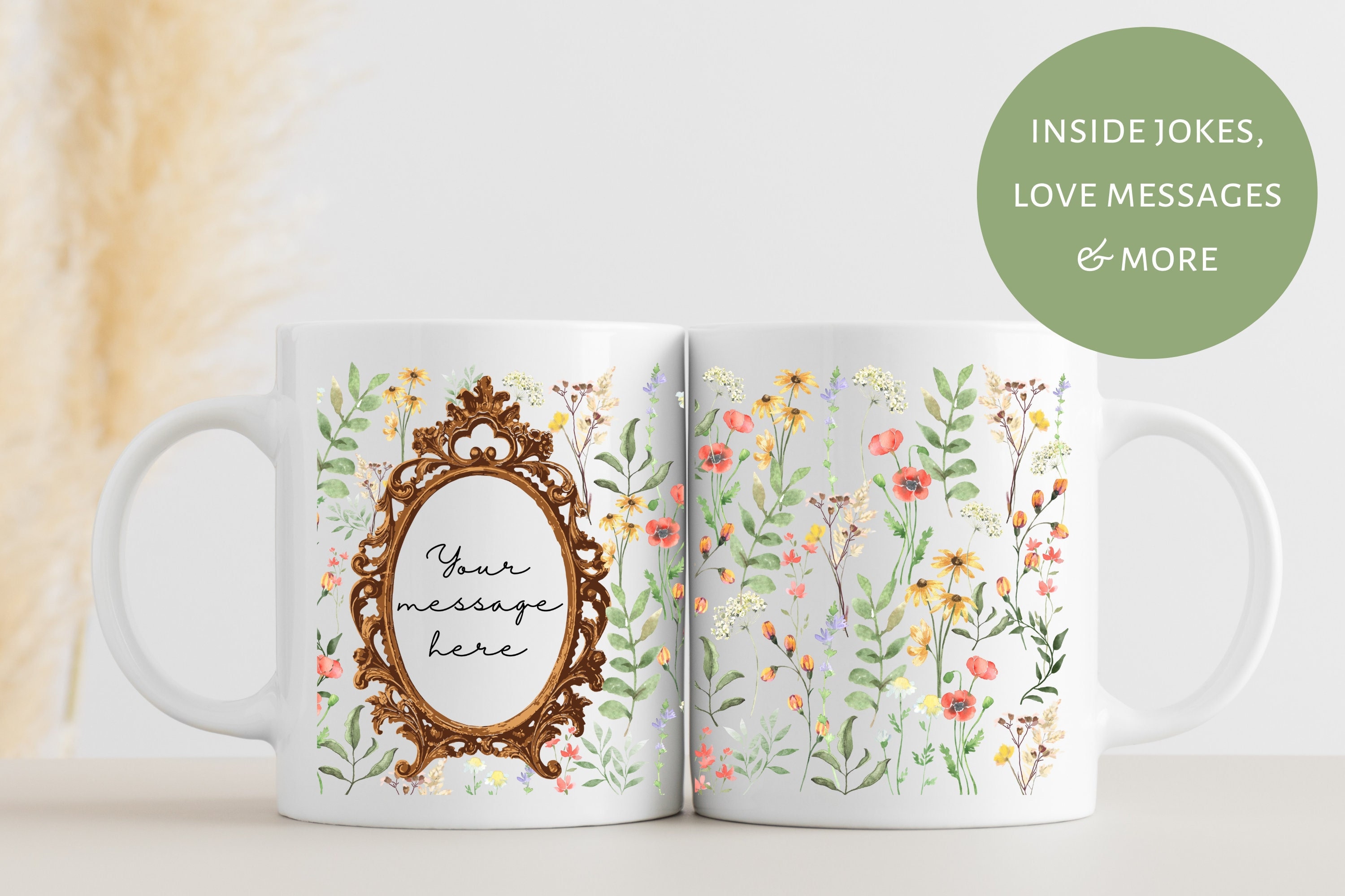 Personalized Wildflower Mug, Custom Message Mug, Gifts for Best Friend ...