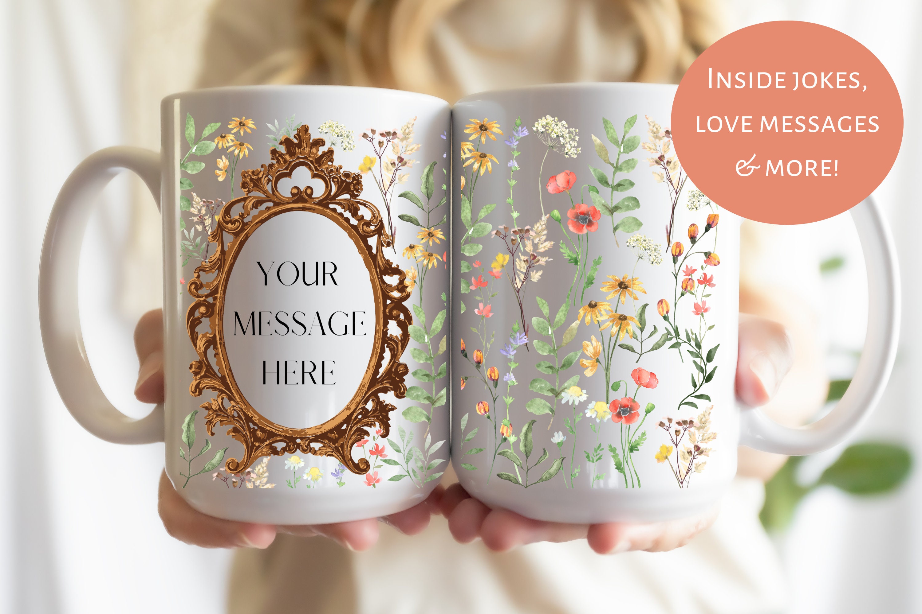 Personalized Wildflower Mug, Custom Message Mug, Gifts for Best Friend ...