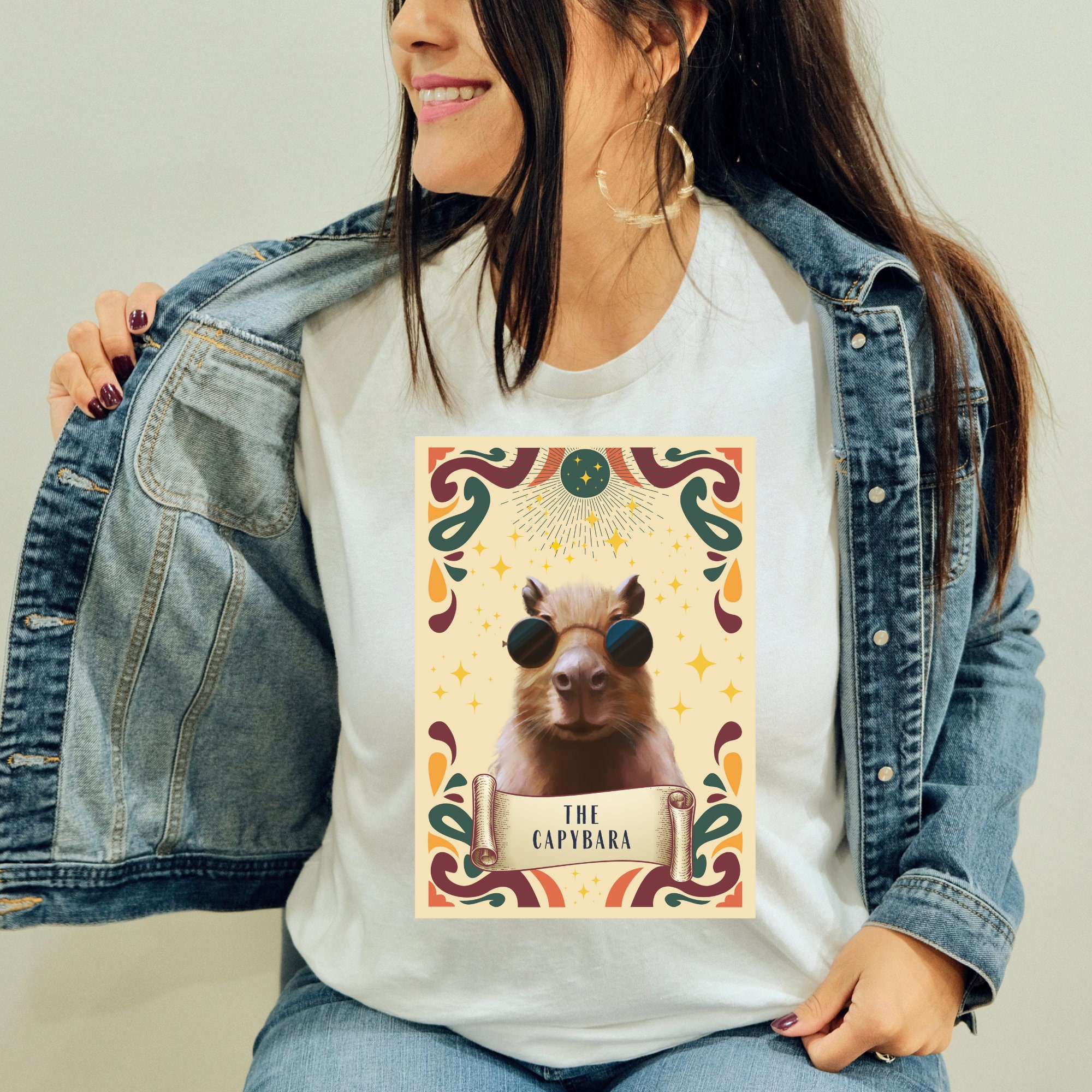 The Capybara Shirt, Tarot Card Shirt, Capybara Tarot Card Tshirt, Retro ...