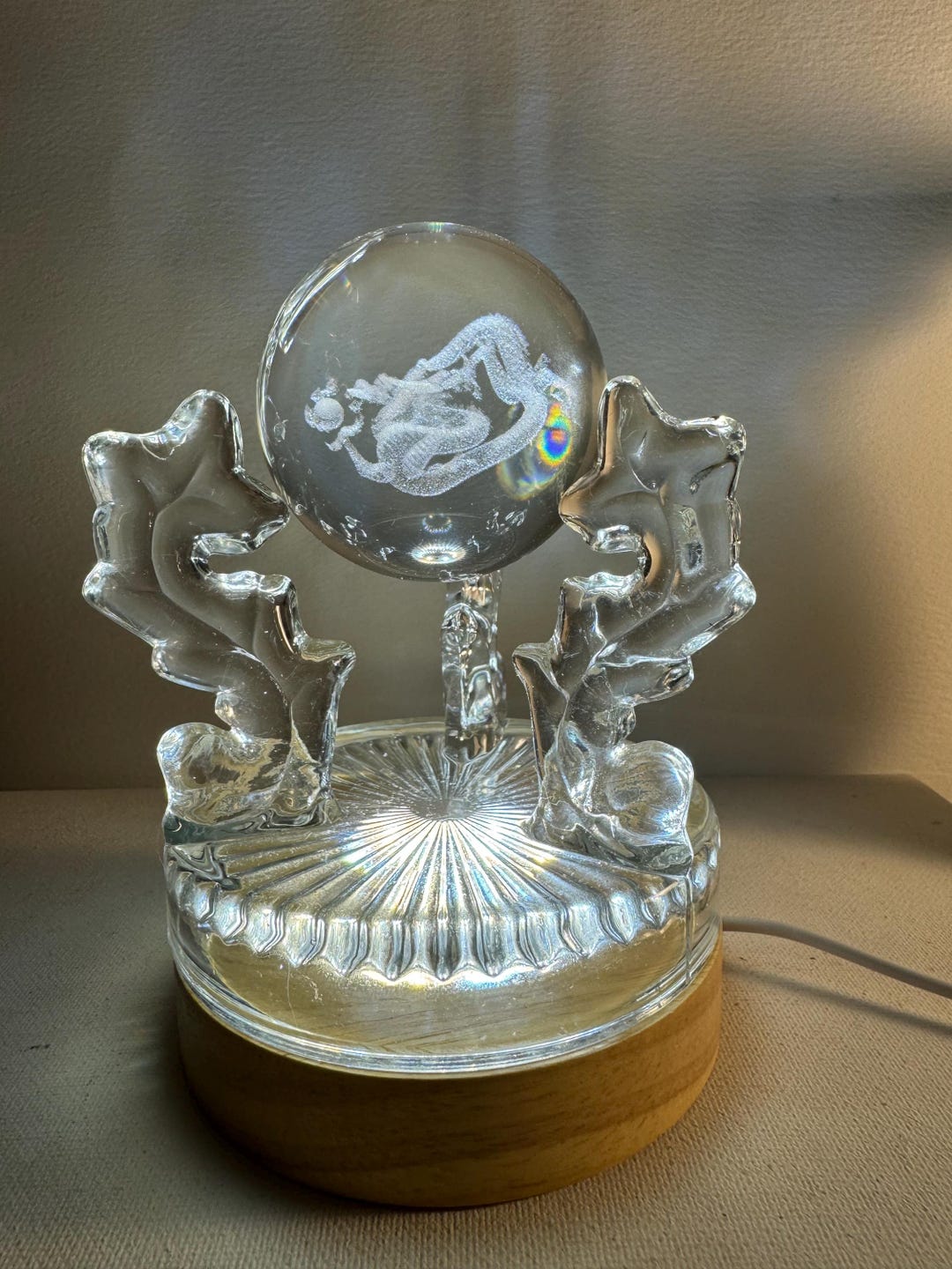 Here Be Dragons! Crystal Dragon Sphere on a Triple Dragon Vintage Stand ...