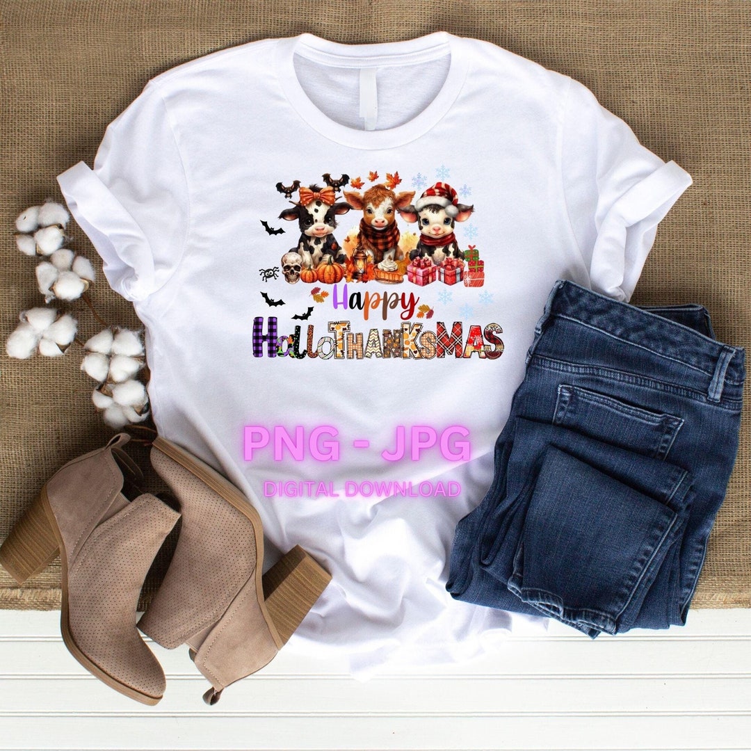 Happy Hallothanksmas Shirt, Happy Halloween Thanksgiving Christmas Png ...