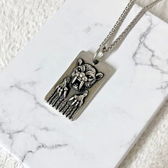 Saber-tooth Tiger Dog Tag Pendant 316l Stainless Steel - Etsy
